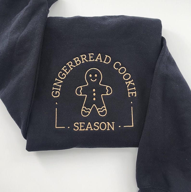 Embroidered Gingerbread Man Crewneck - Christmas Cookie Season - Etsy