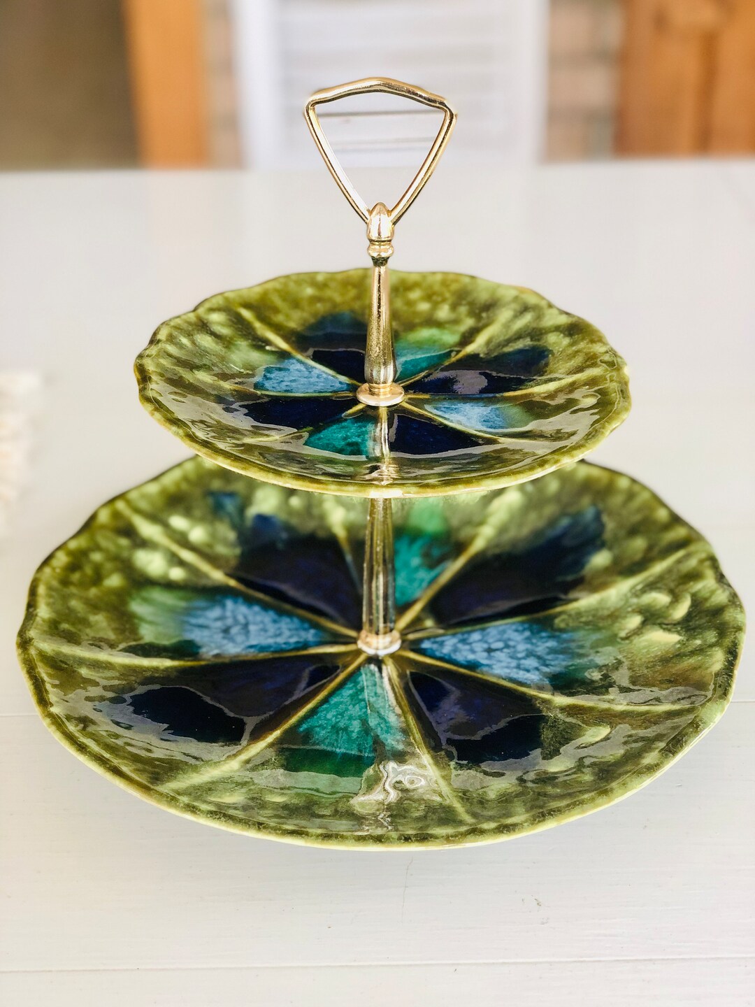 Vintage MCM Ceramic Drip Glaze Two Tier Candy or Nut Dish - Etsy