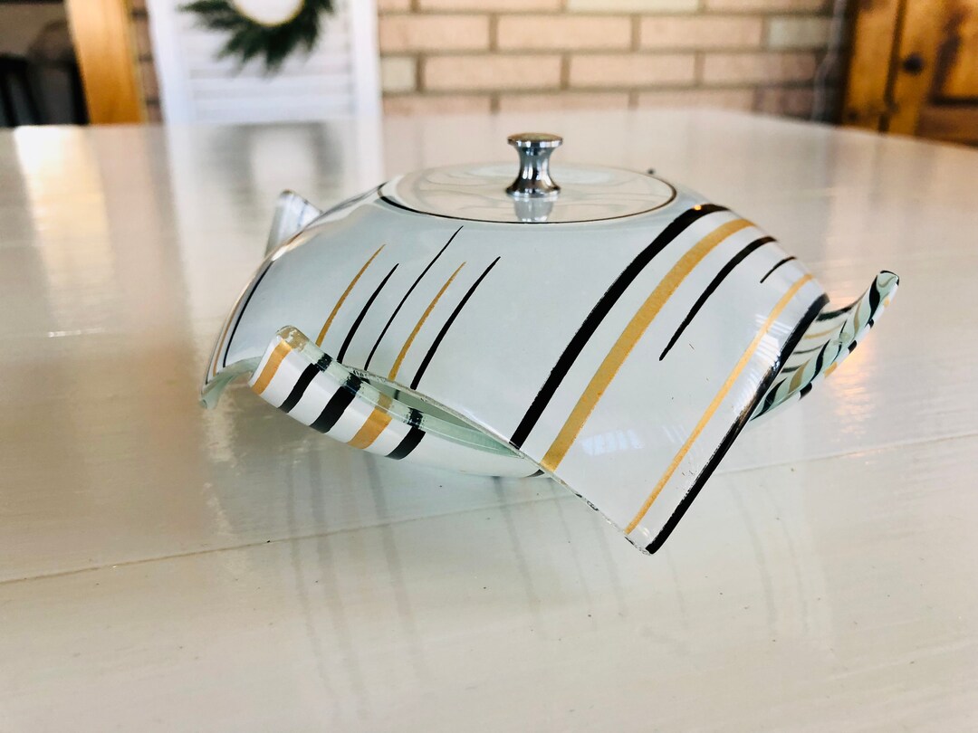MCM Retro Glass Covered Candy Dish - Etsy