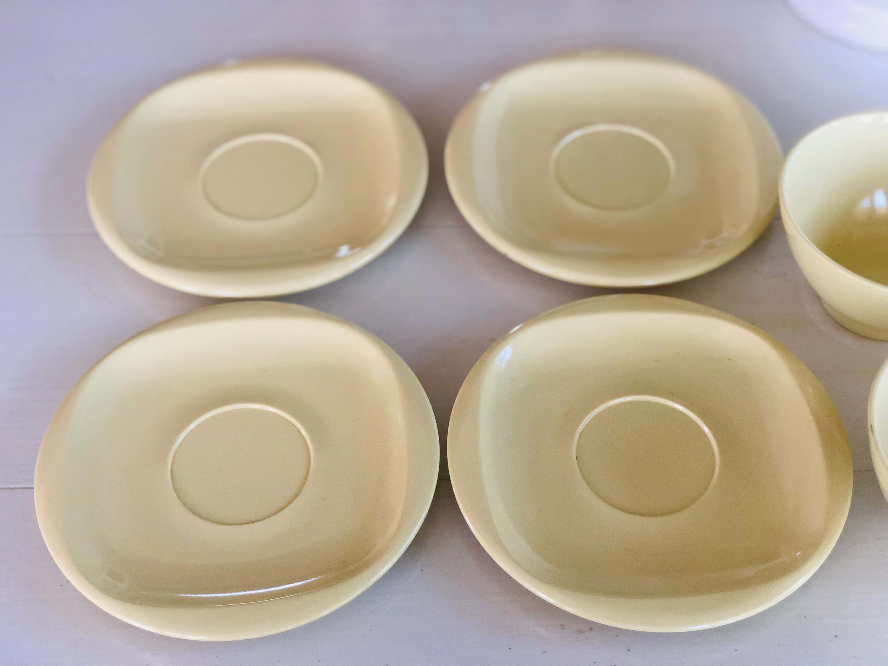 Vintage MCM Boonton Ware Melamine Plastic Pastel Yellow Cups and ...