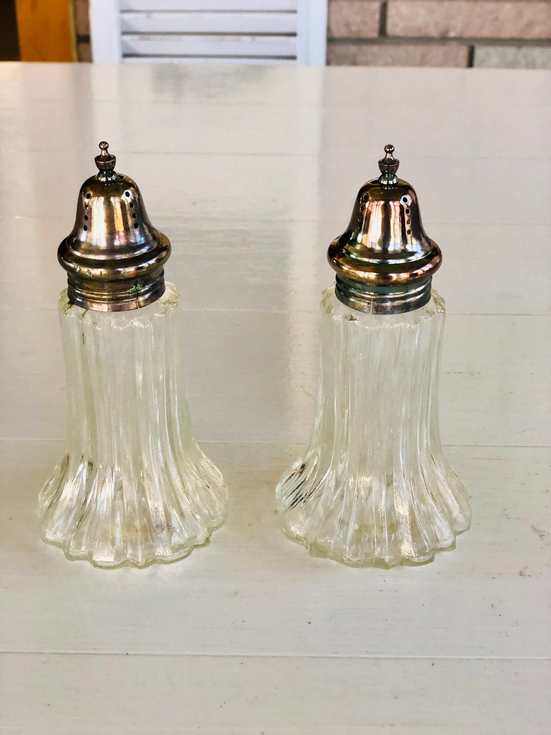 Vintage Glass Salt and Pepper Shaker Set - Etsy