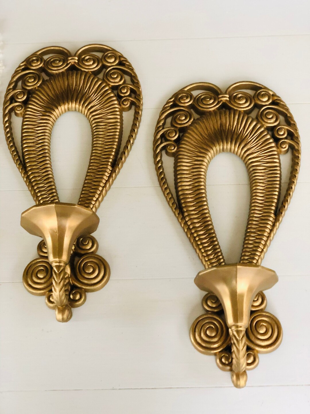 Vintage Candle Wall Scones (set of 2) Gold-tone Plastic - Etsy