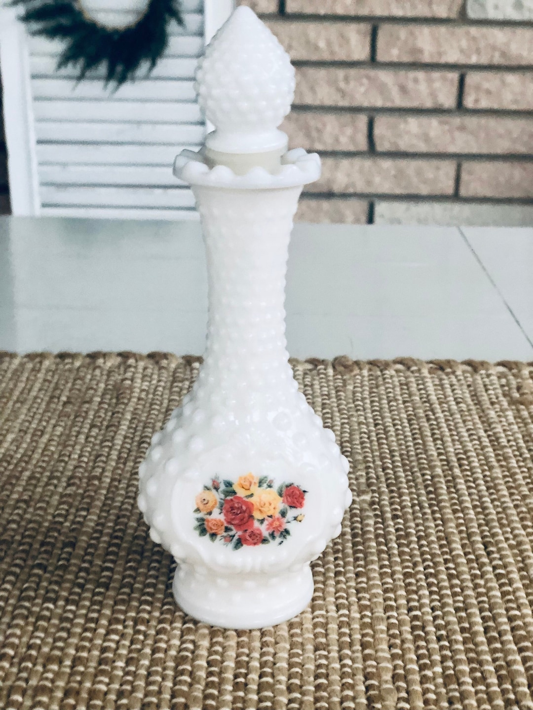 Vintage White Milk Glass Perfume Bottle - Etsy