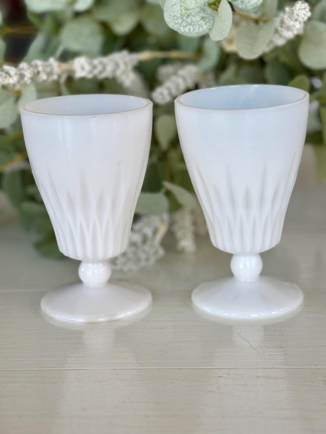 Vintage White Milk Glass Goblets (set of 2) - Etsy