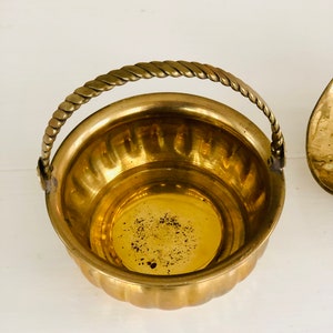 Vintage Brass Small Pot With Handle and Small Basket With Handle (set ...