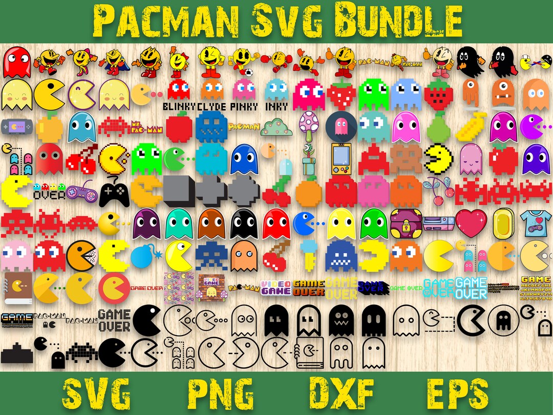 Pacman Svg, Pacman Bundle SVG, Pacman MEGA BUNDLE, 160 Designs Pacman ...