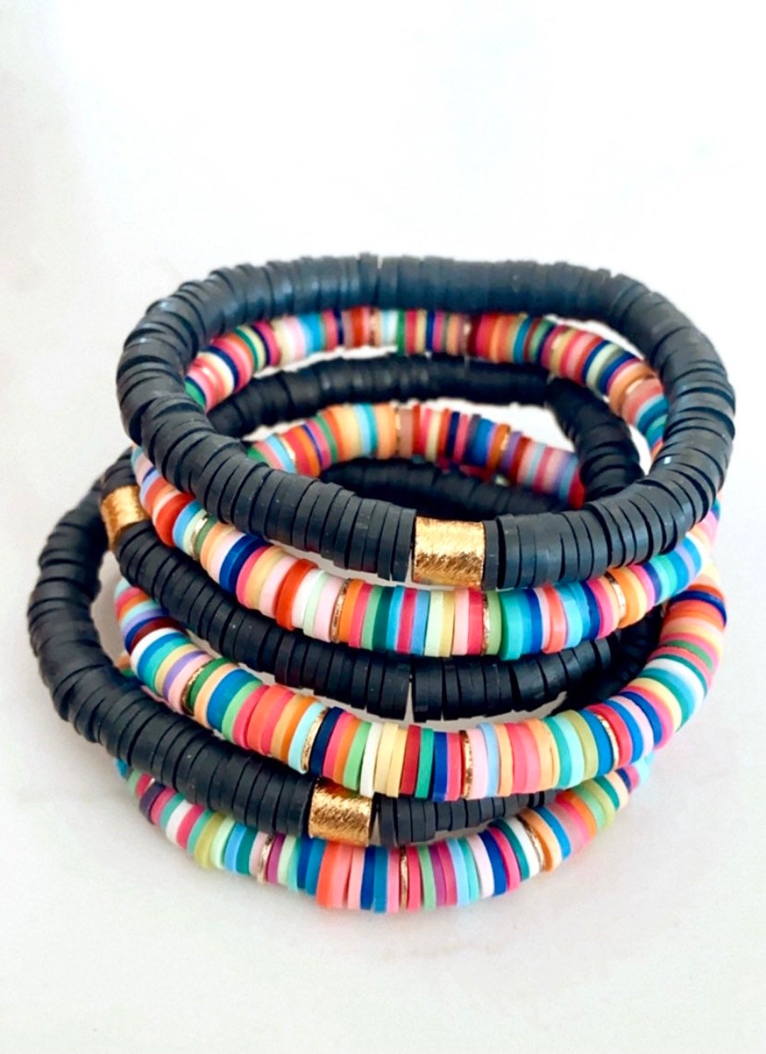 Vinyl Disc Rainbow Beaded Bracelet Set - Etsy