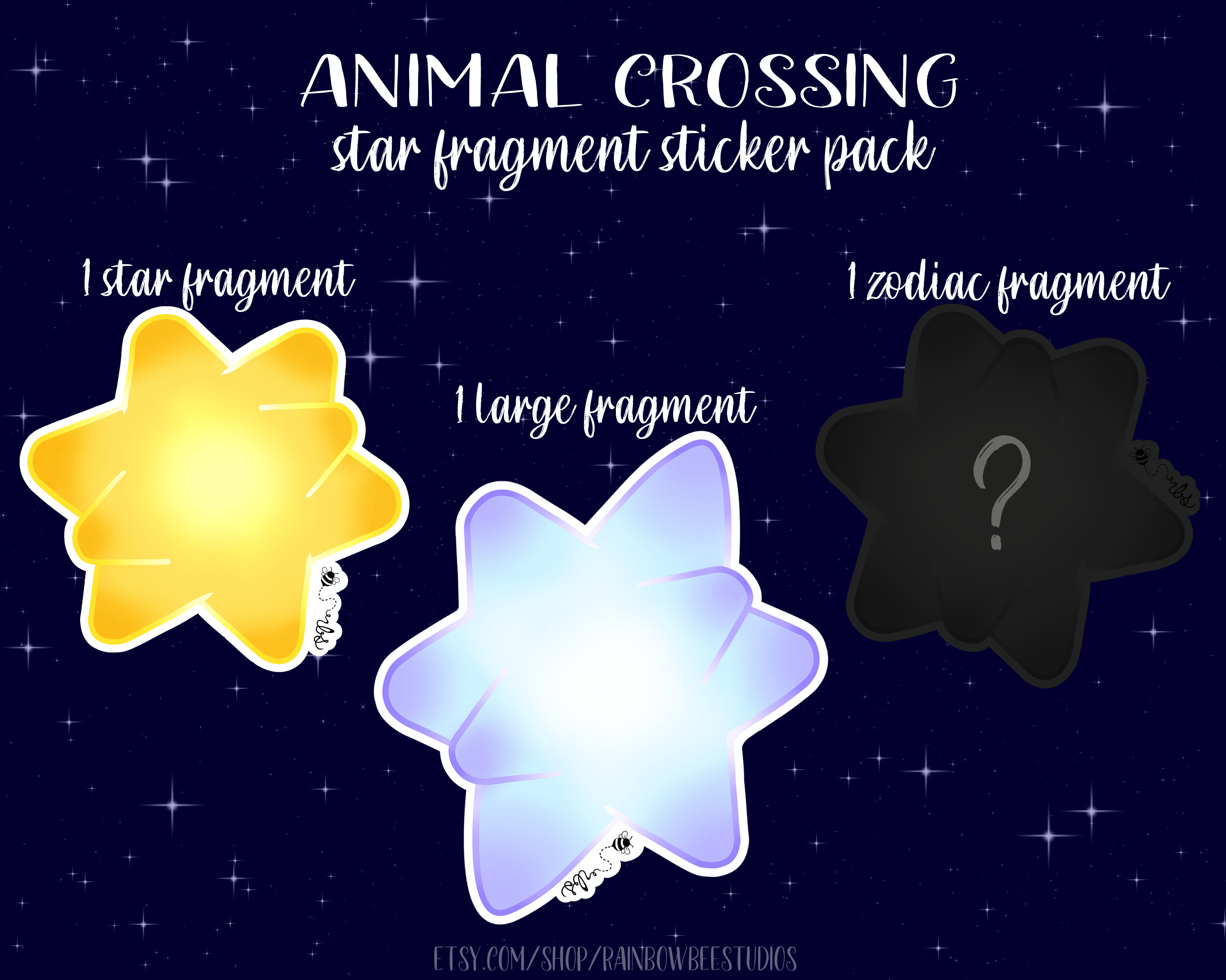 Animal Crossing Star Fragment Sticker Pack of 3 | Etsy