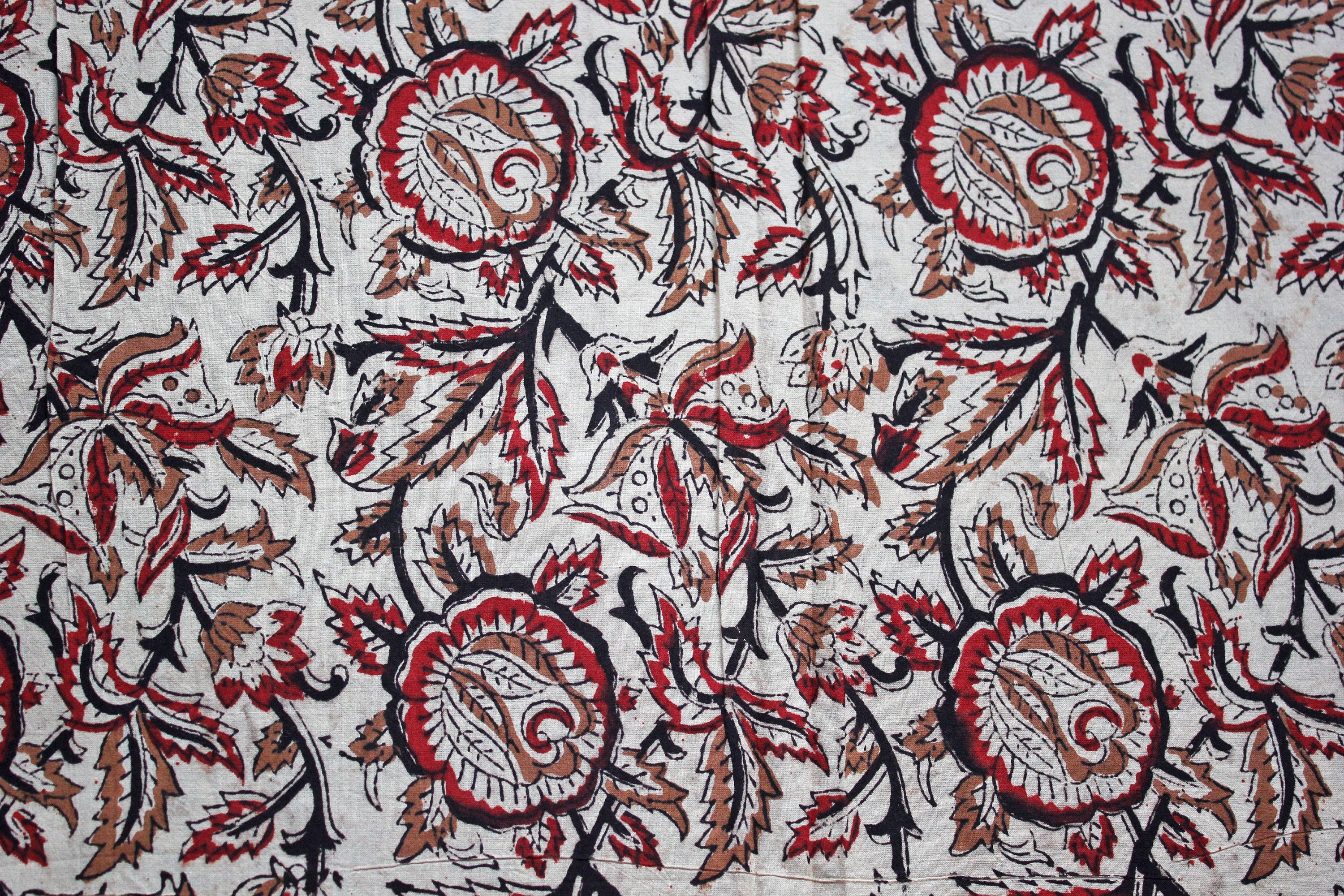 Beige Red Floral Bagru Batik Ikat Print Jaipur Hand Block | Etsy UK