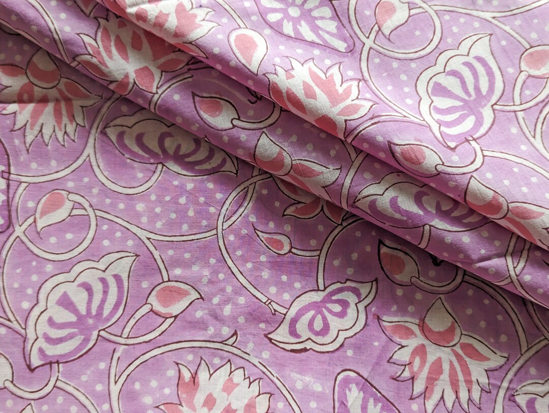 Lavender Floral Batik Ikat Print Jaipur Indian Hand Block Print Fabric ...