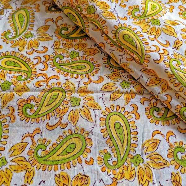 Paisley Block Print Fabric - Etsy UK