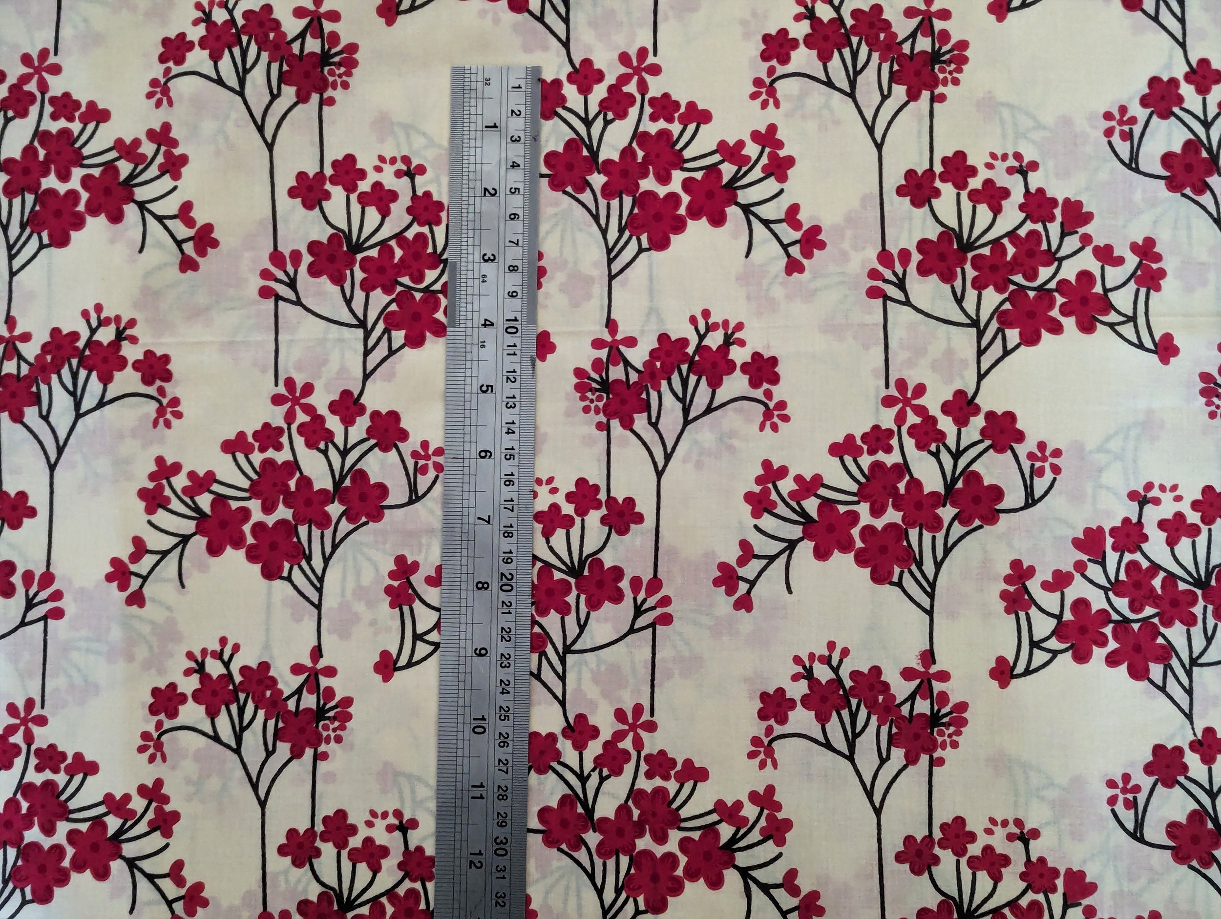 Red Floral Batik Print Cotton Fabric: Jaipur Hand Block Print - Etsy