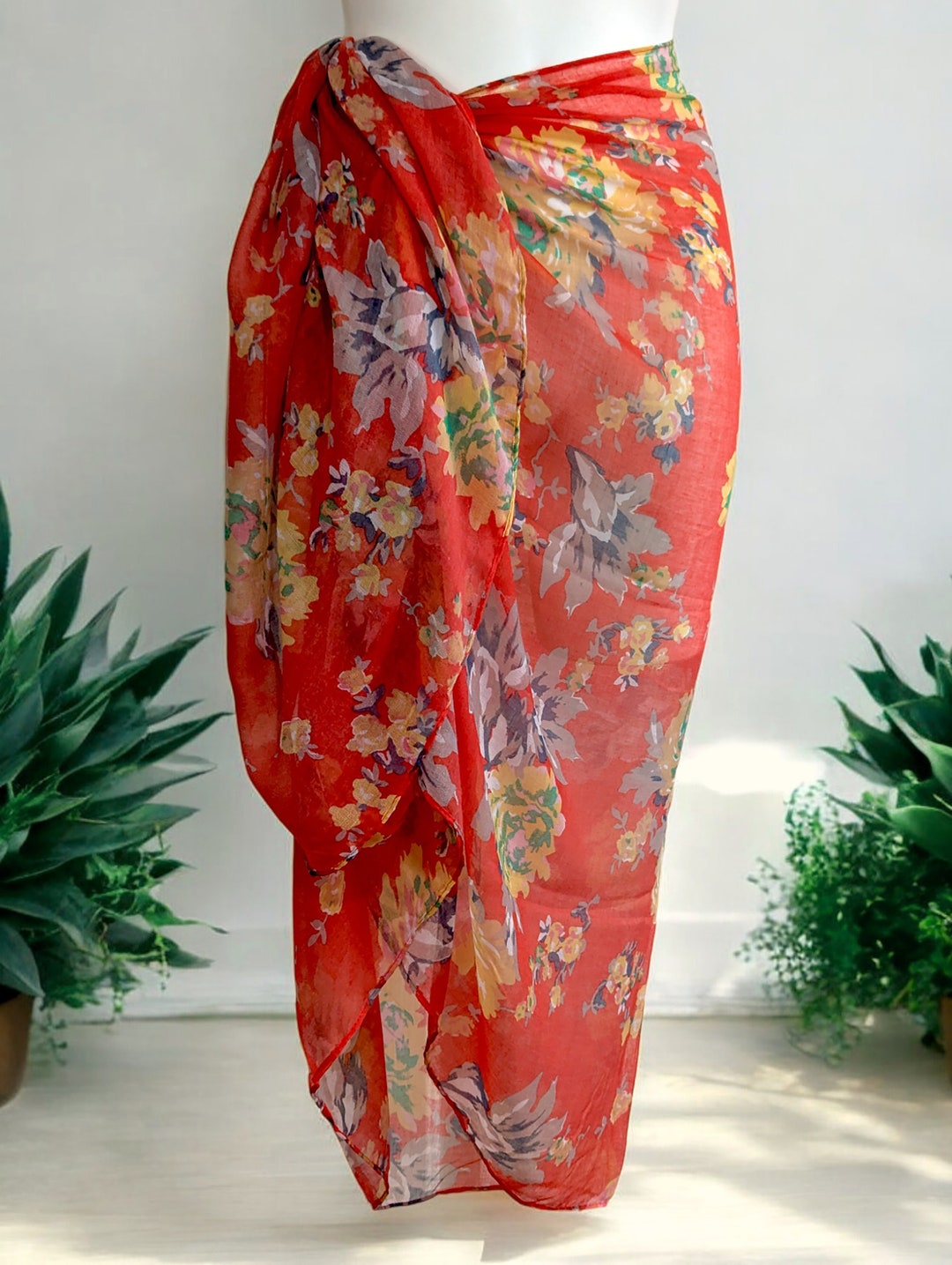 Women Pareos Floral Print Swimwear Sarong, Cover-ups, Scarfs, Stoles ...