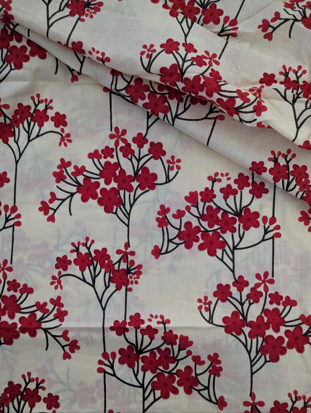 Red Floral Batik Print Cotton Fabric: Jaipur Hand Block Print - Etsy