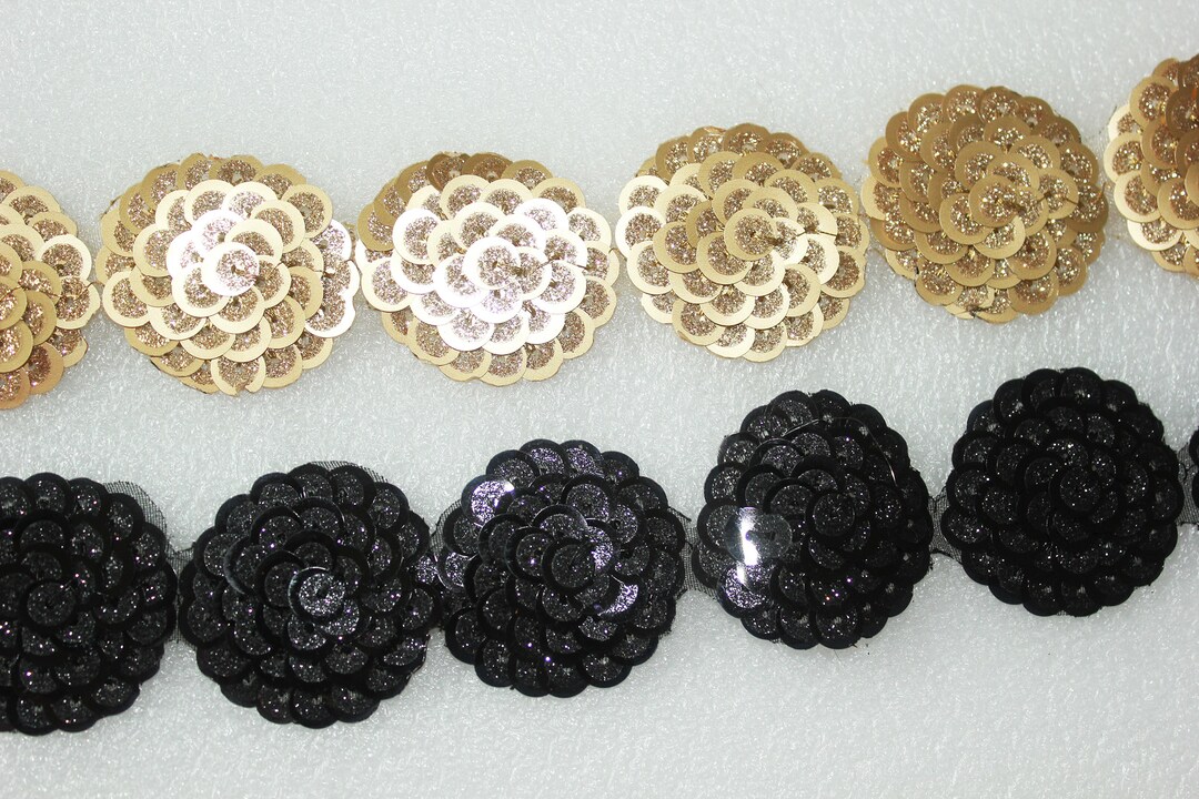 Sequin Floral Lace Applique: Shimmer Texture Sew-on Embellishment - Etsy