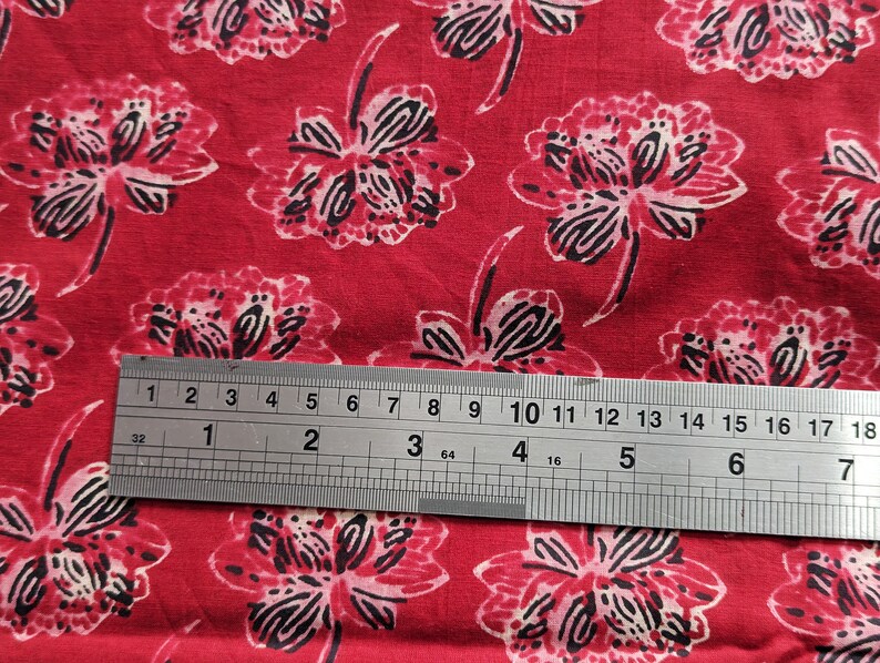 Red Floral Batik Cotton Fabric: Jaipur Hand Block Print - Etsy