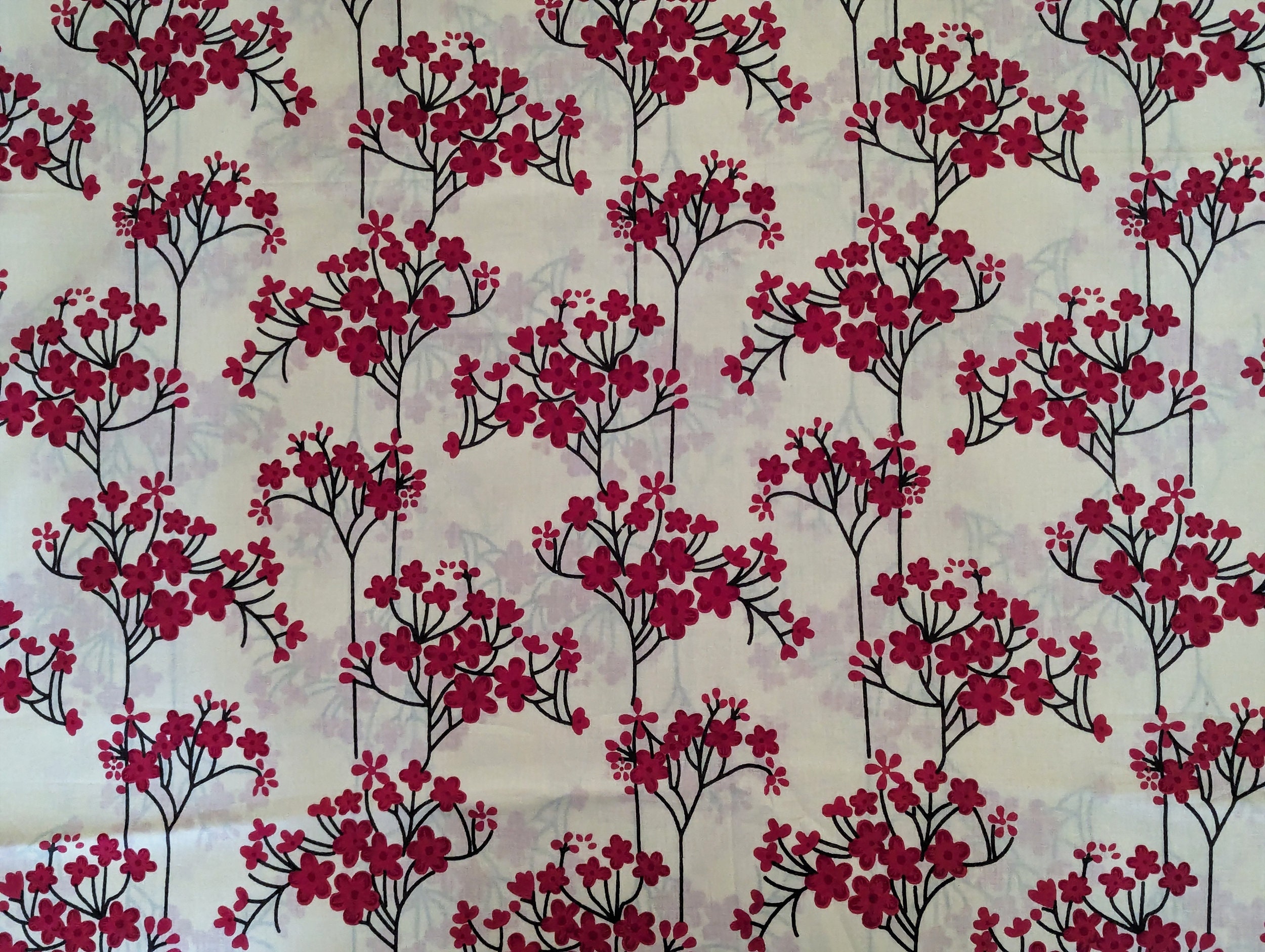 Red Floral Batik Print Cotton Fabric: Jaipur Hand Block Print - Etsy