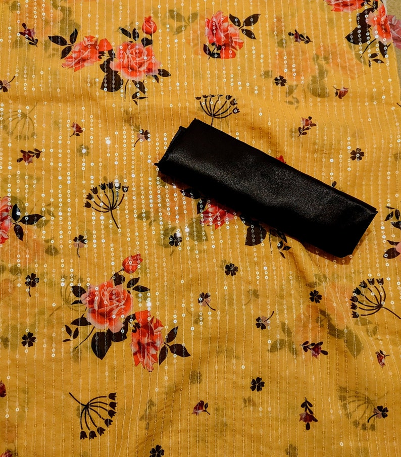 Traditional Indian Sunflower Yellow With Sequin Georgette - Etsy