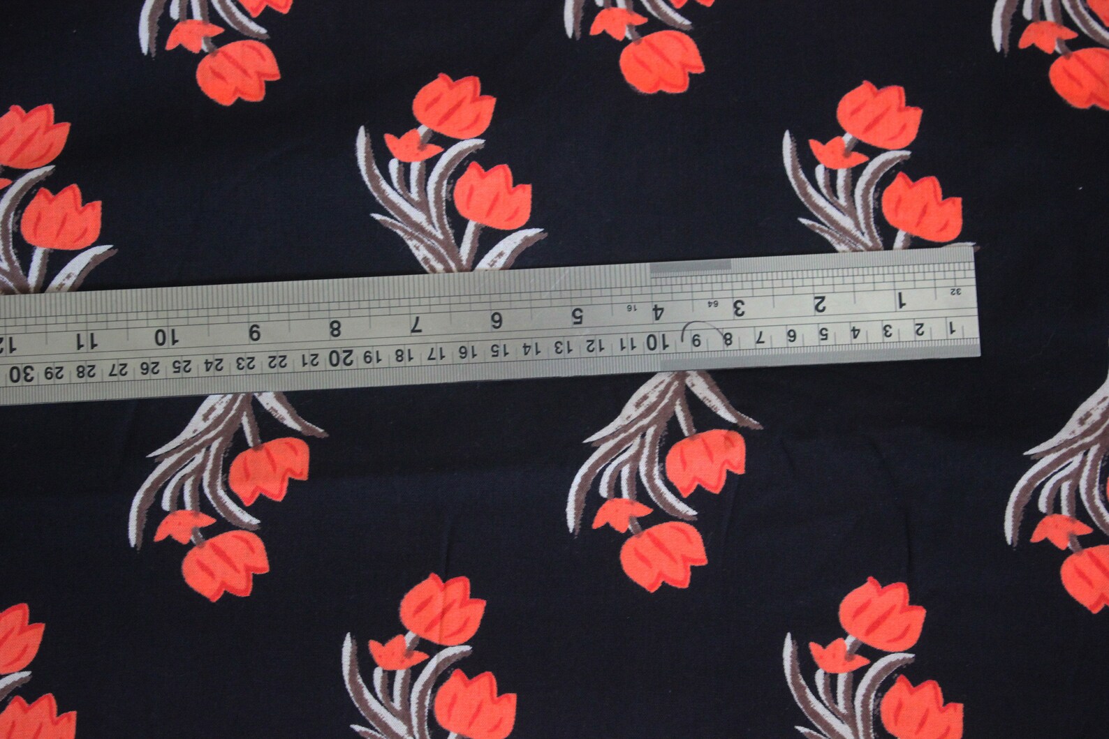 Black with Orange Floral Batik Ikat Print Jaipur Indian Hand | Etsy