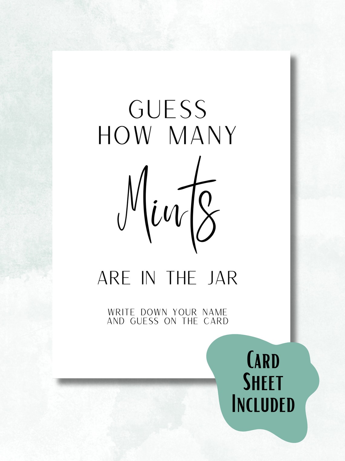 Guess How Many Mints | Bridal Shower Game | Baby Shower Game | PDF | - Etsy