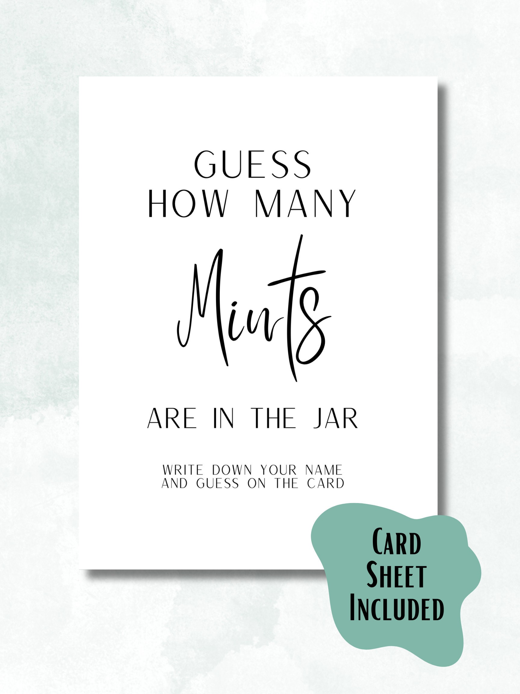 Guess How Many Mints | Bridal Shower Game | Baby Shower Game | PDF | - Etsy