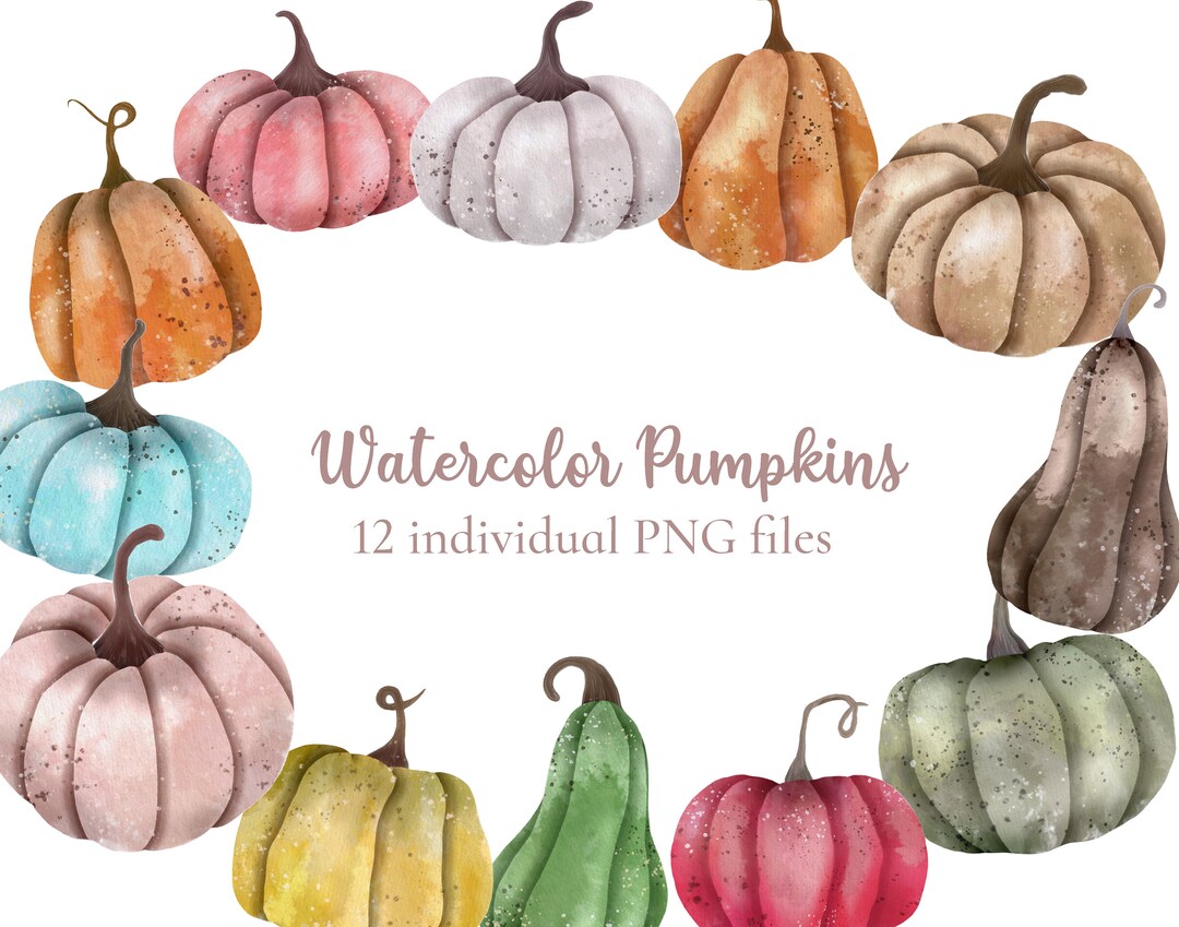 Watercolor Pumpkins Clipart, Watercolor Pumpkin PNG, Cute Pumpkin ...