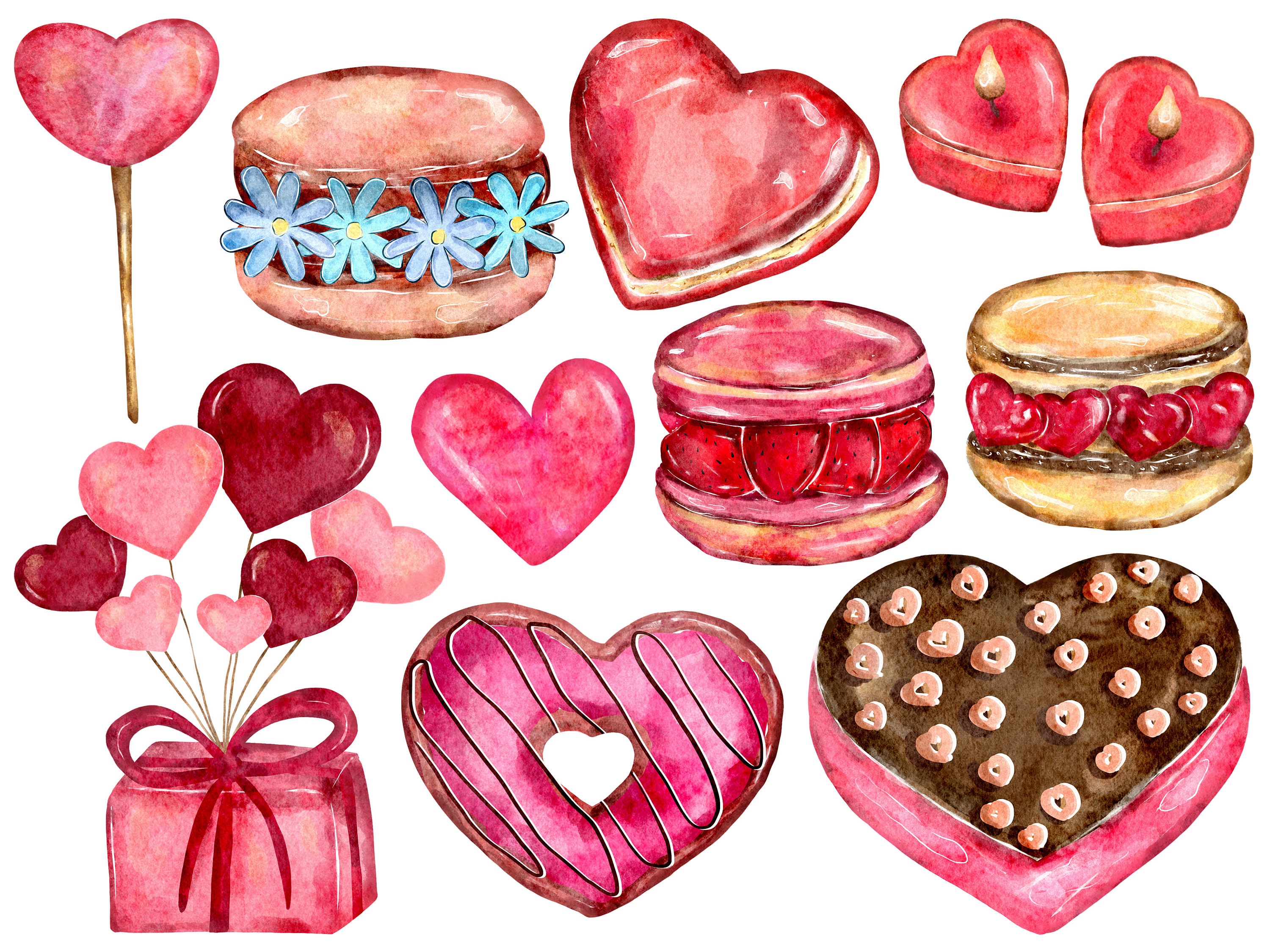 Watercolor Valentines Clipart PNG, Valentines Day, Watercolor Sweets ...