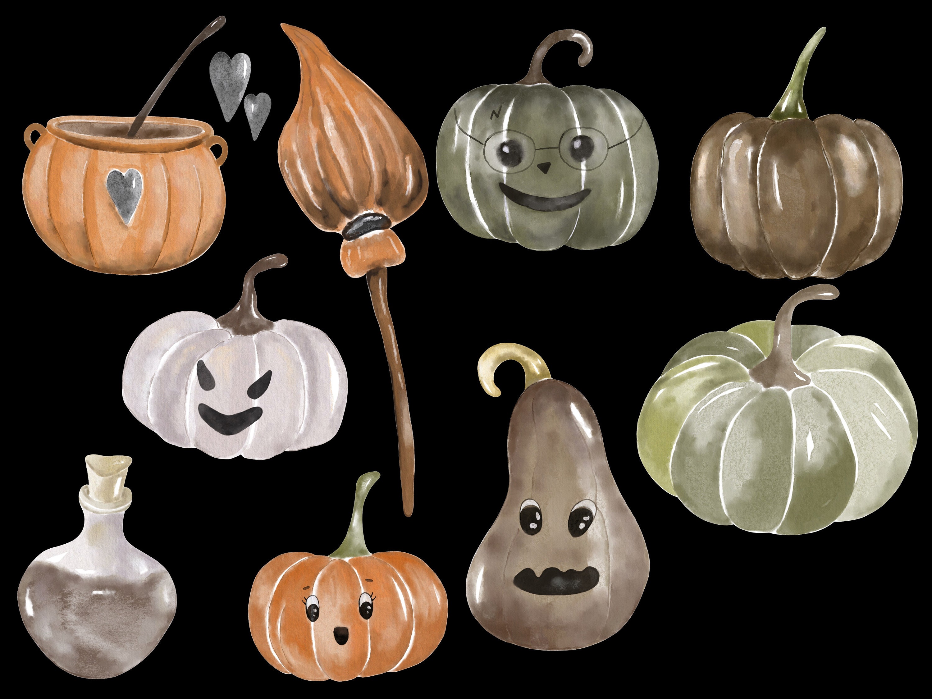 Watercolor Halloween Clipart Halloween PNG Cute Halloween - Etsy