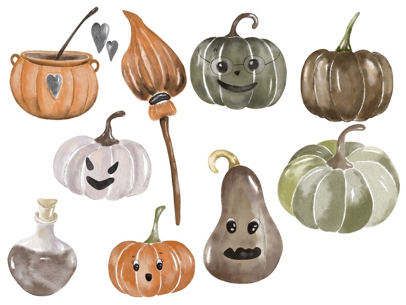 Watercolor Halloween Clipart Halloween PNG Cute Halloween - Etsy