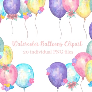Watercolor Balloons Clipart, Party Clipart, Digital Balloon Clipart ...