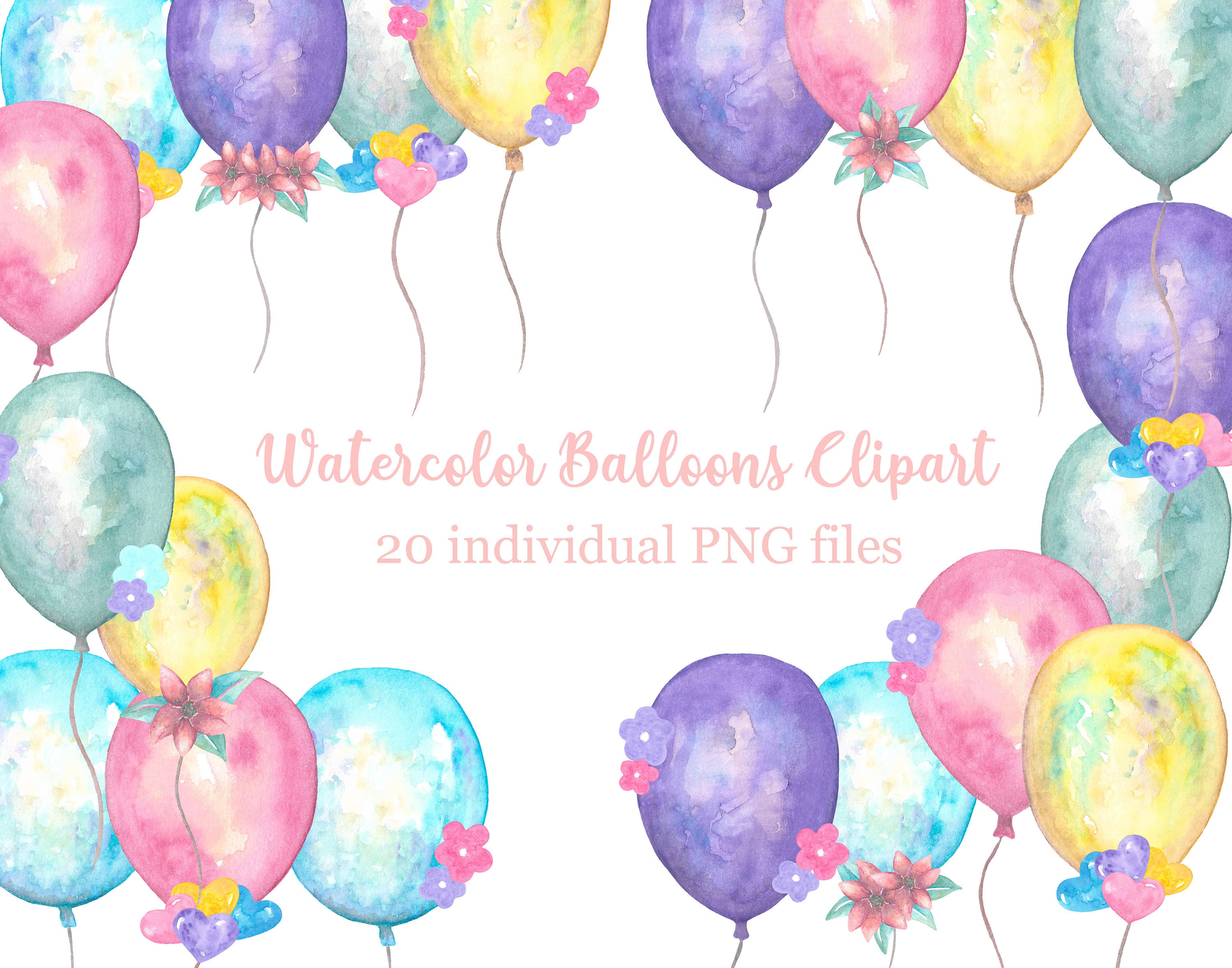 Watercolor Balloons Clipart, Party Clipart, Digital Balloon Clipart ...