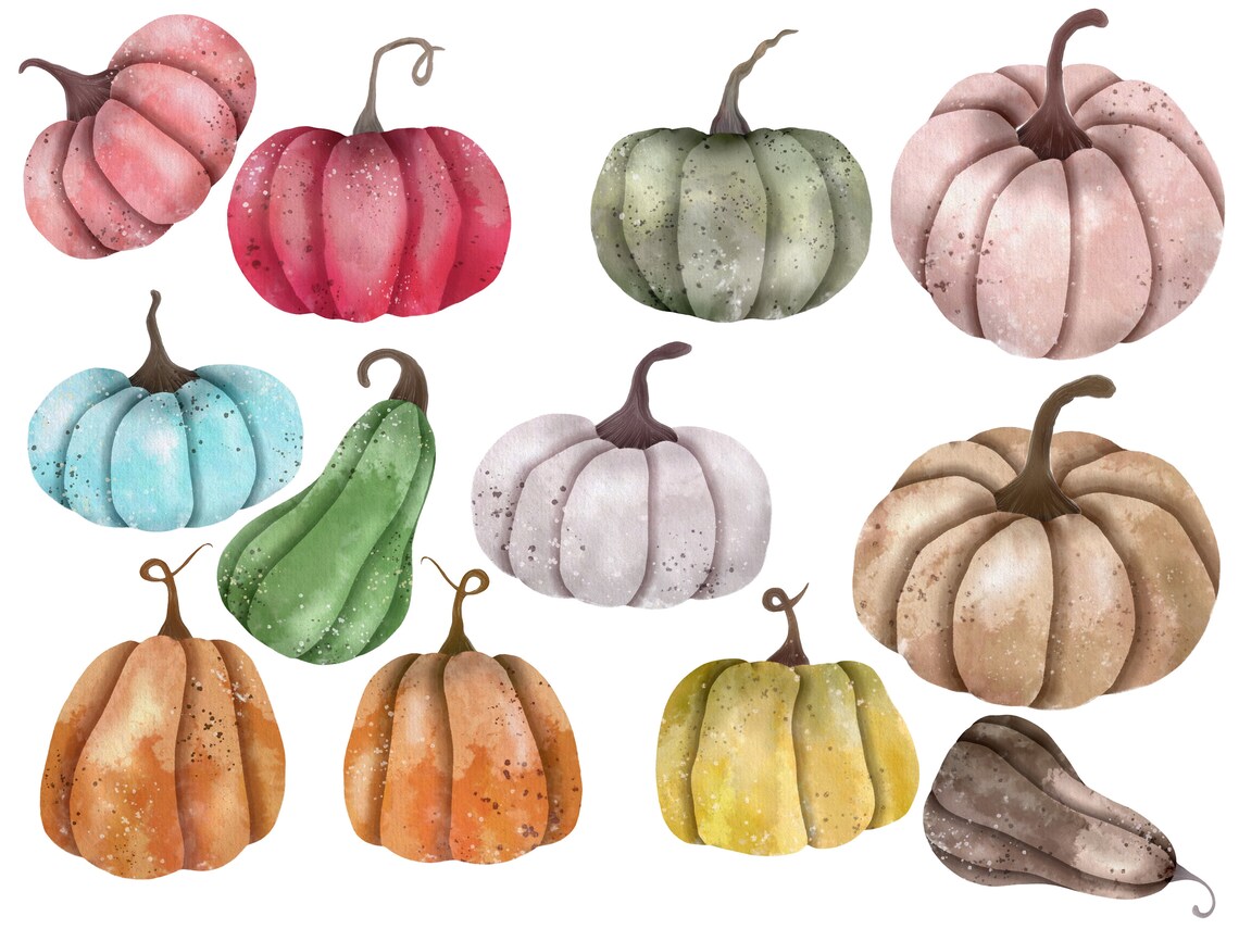 Watercolor Pumpkins Clipart, Watercolor Pumpkin PNG, Cute Pumpkin ...