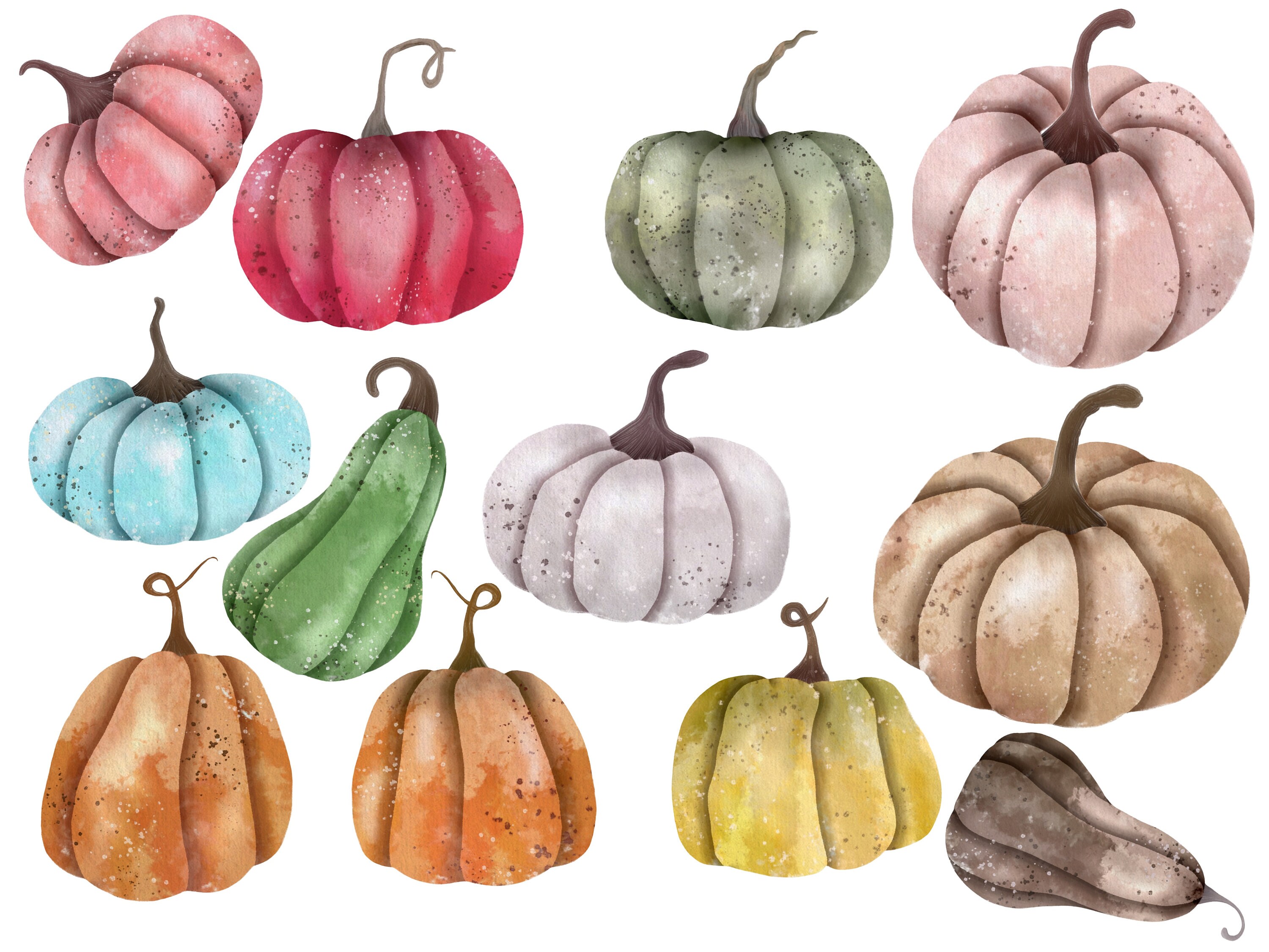 Watercolor Pumpkins Clipart, Watercolor Pumpkin PNG, Cute Pumpkin ...