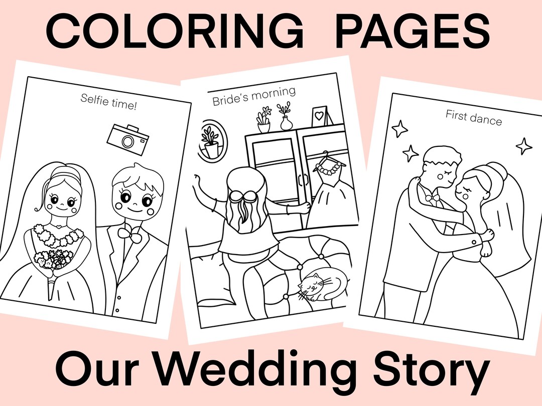 Wedding Coloring Pages for Kids, Digital Kids Wedding Coloring Book ...