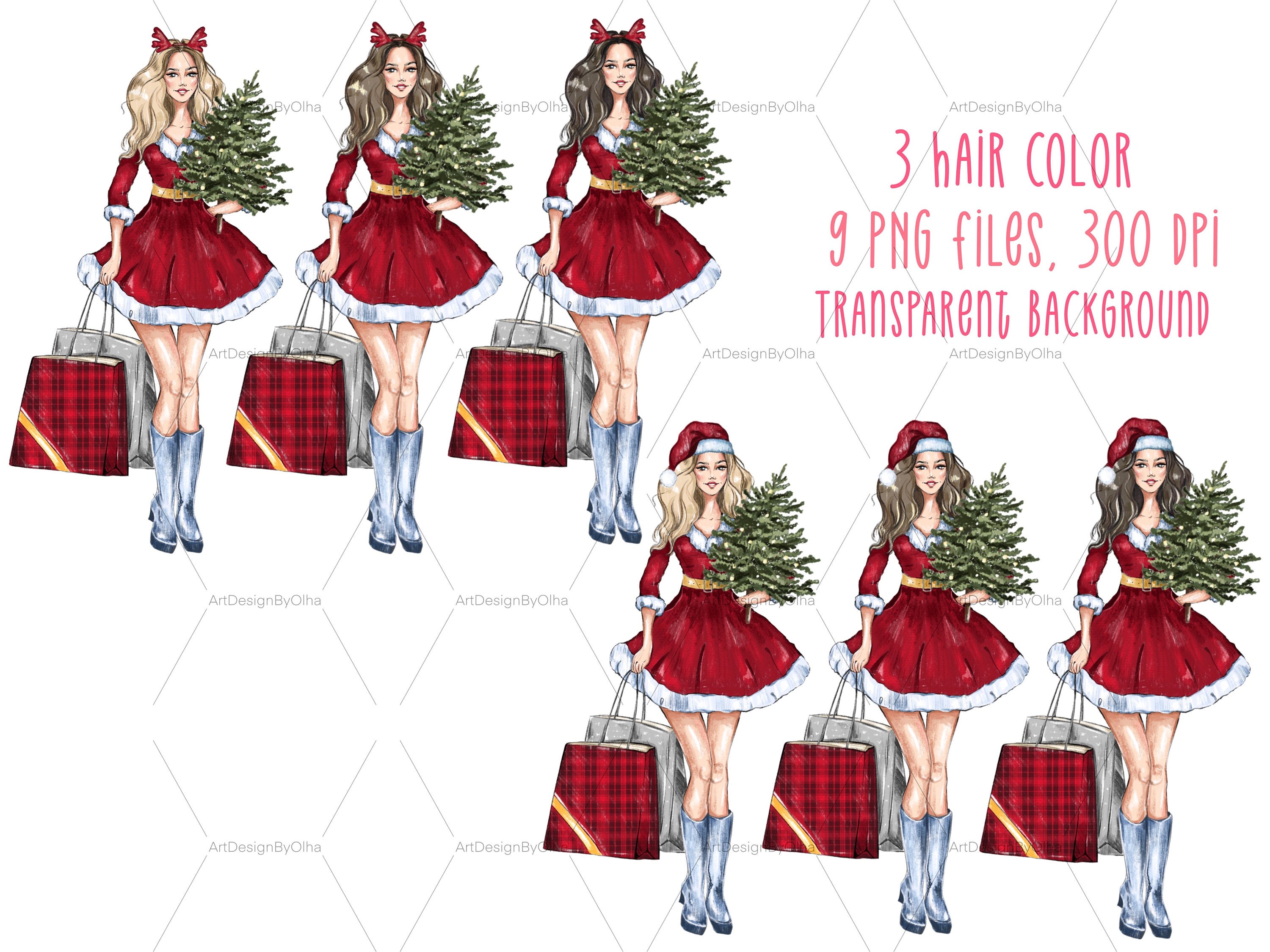 Christmas Shopping Girl Clipart, Christmas Clipart, Planner Girl ...