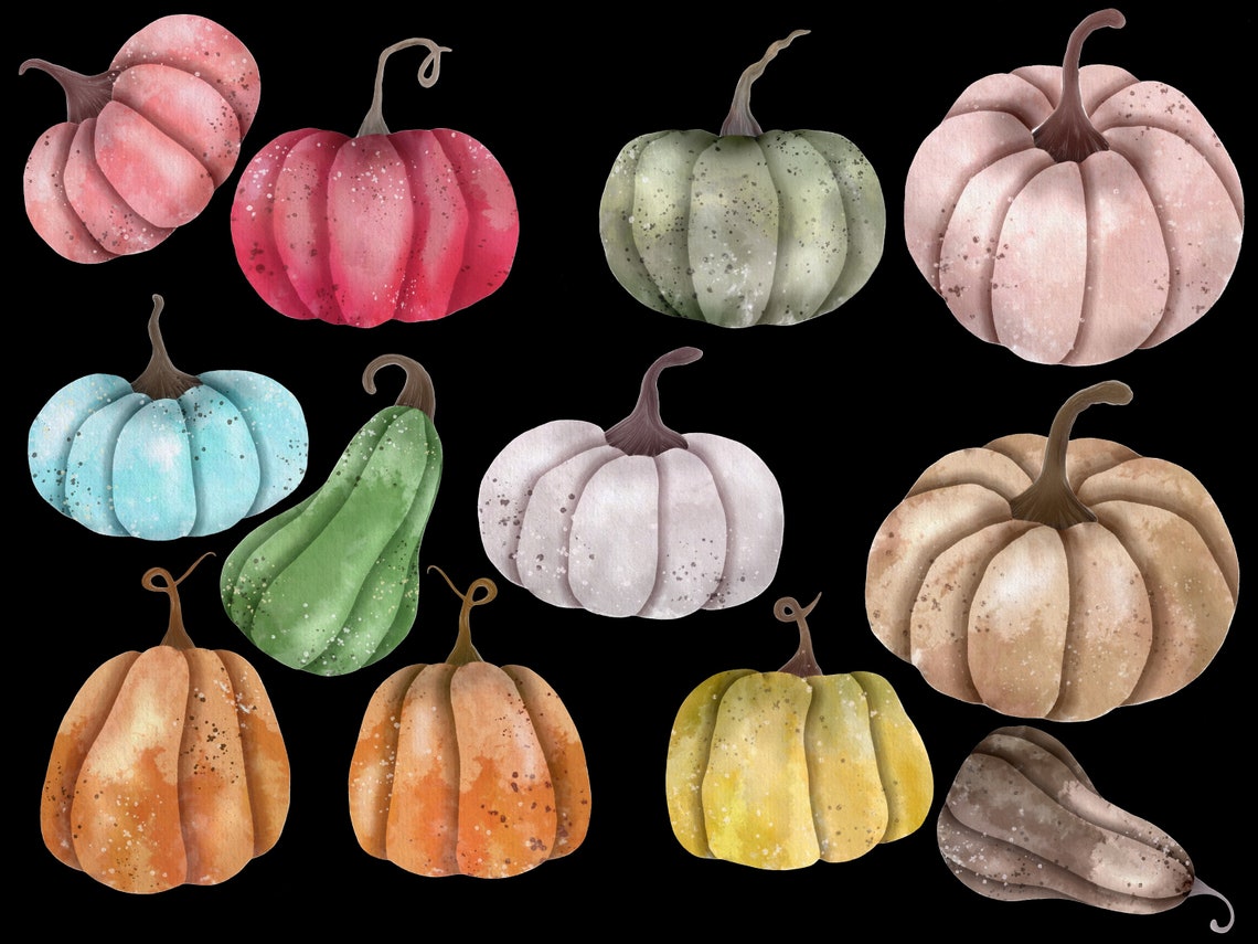 Watercolor Pumpkins Clipart, Watercolor Pumpkin PNG, Cute Pumpkin ...