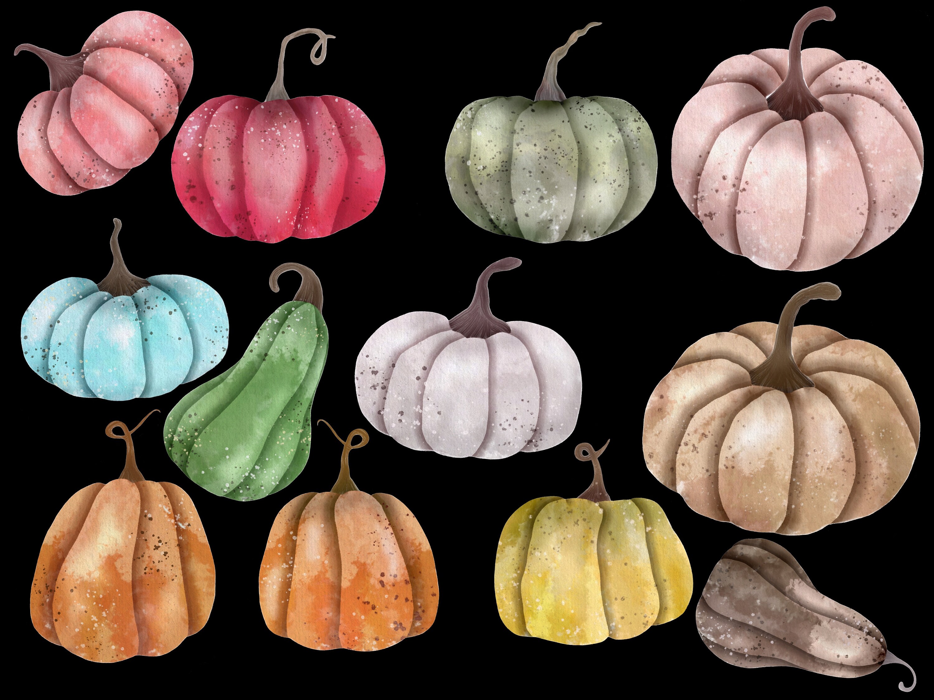 Watercolor Pumpkins Clipart, Watercolor Pumpkin PNG, Cute Pumpkin ...