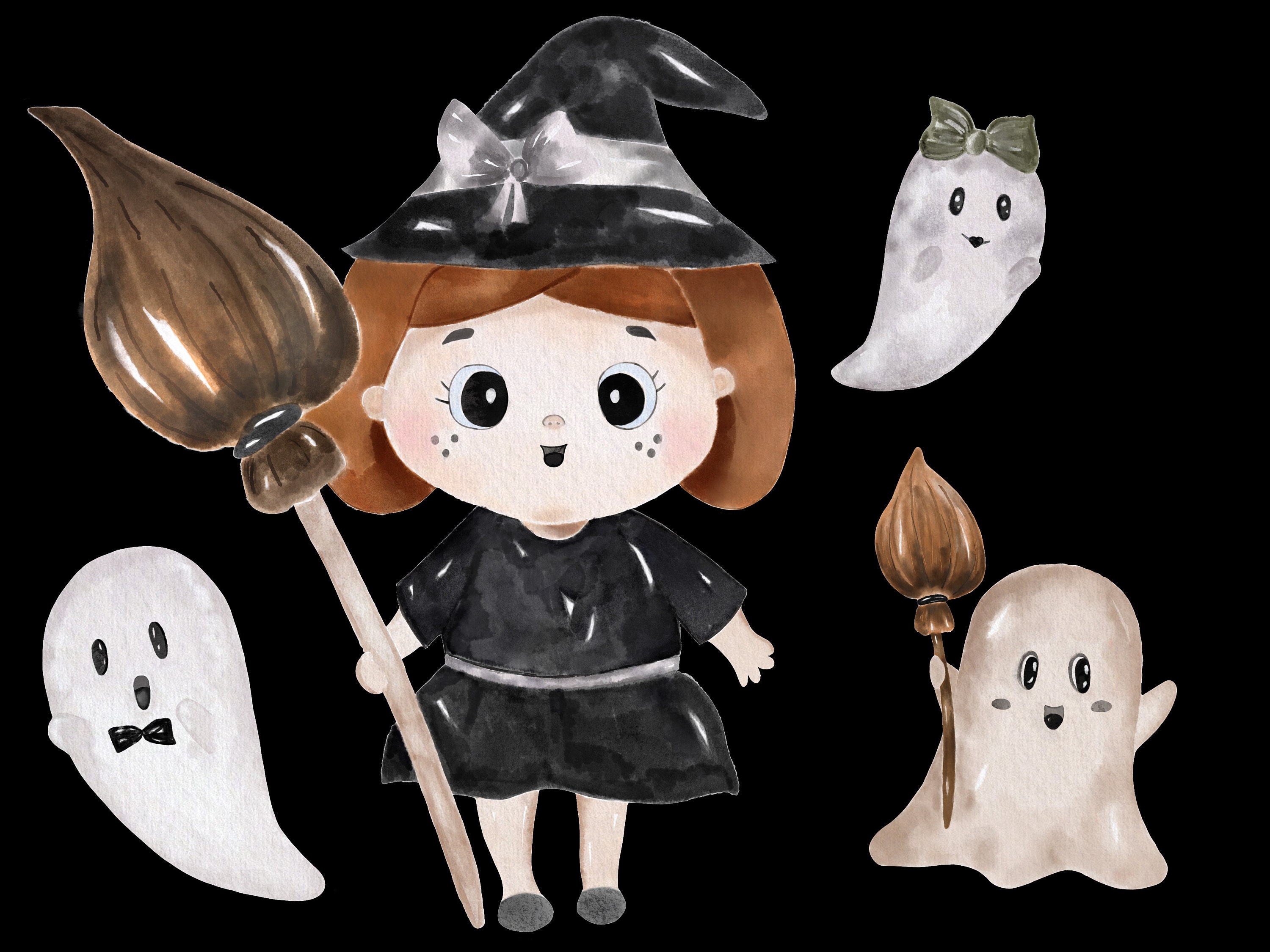 Watercolor Halloween Clipart Halloween PNG Cute Halloween - Etsy