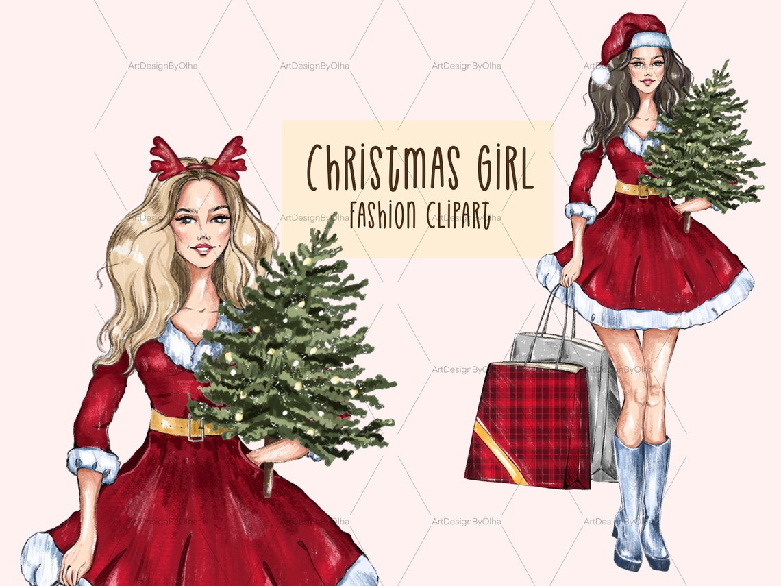 Christmas Shopping Girl Clipart, Christmas Clipart, Planner Girl ...