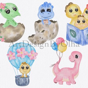 Watercolor Dinosaur Clipart, Cute Dinosaur Clipart, Baby Dino Clipart ...