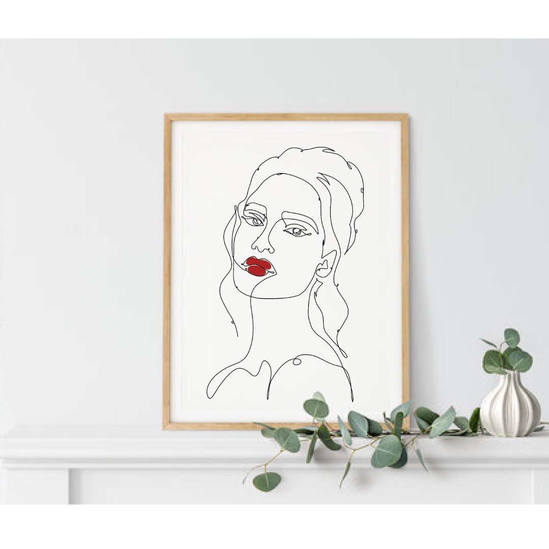 Custom Line Art Portrait, Minimalist Digital Drawing, Personalized One ...