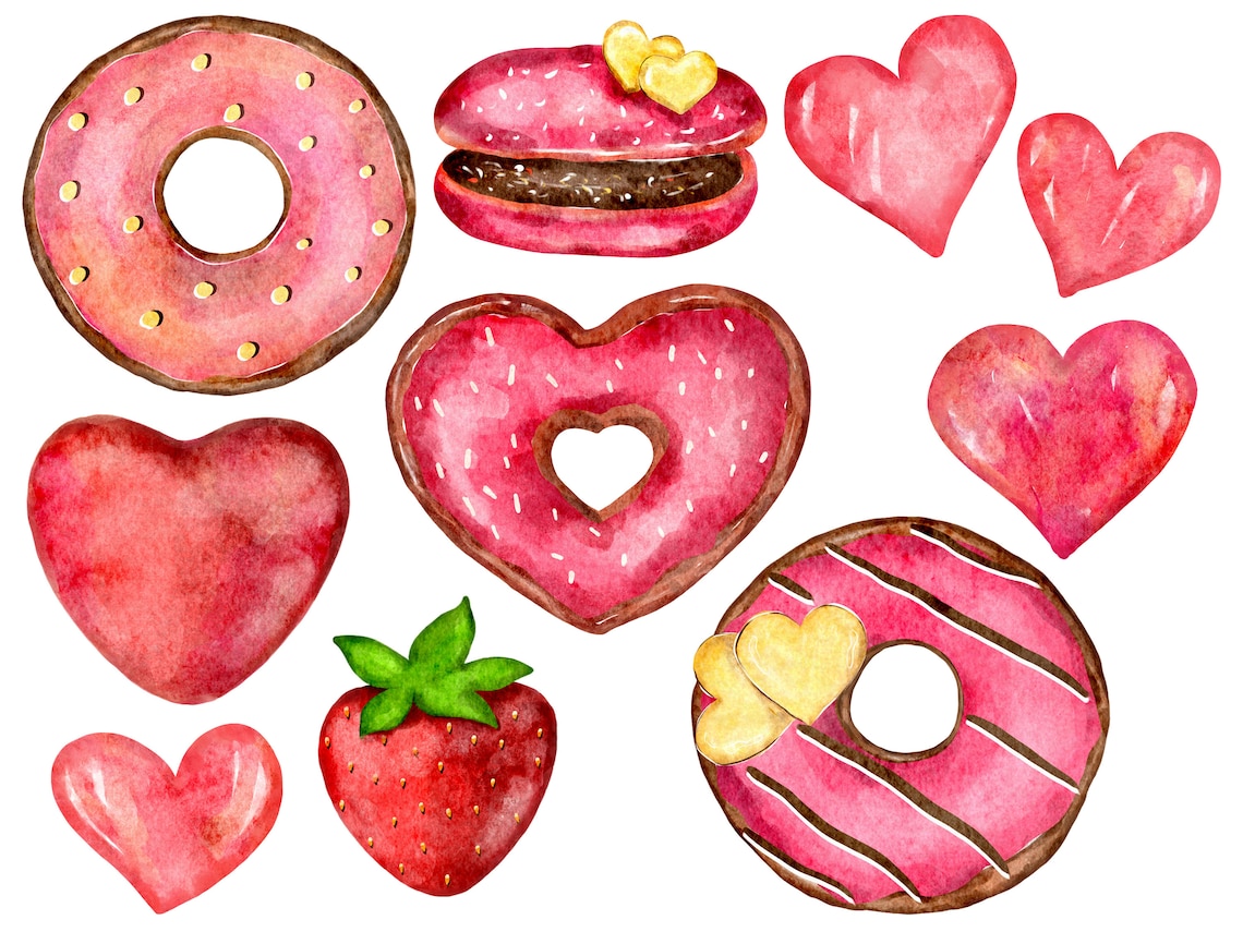 Watercolor Valentines Clipart PNG, Valentines Day, Watercolor Sweets ...