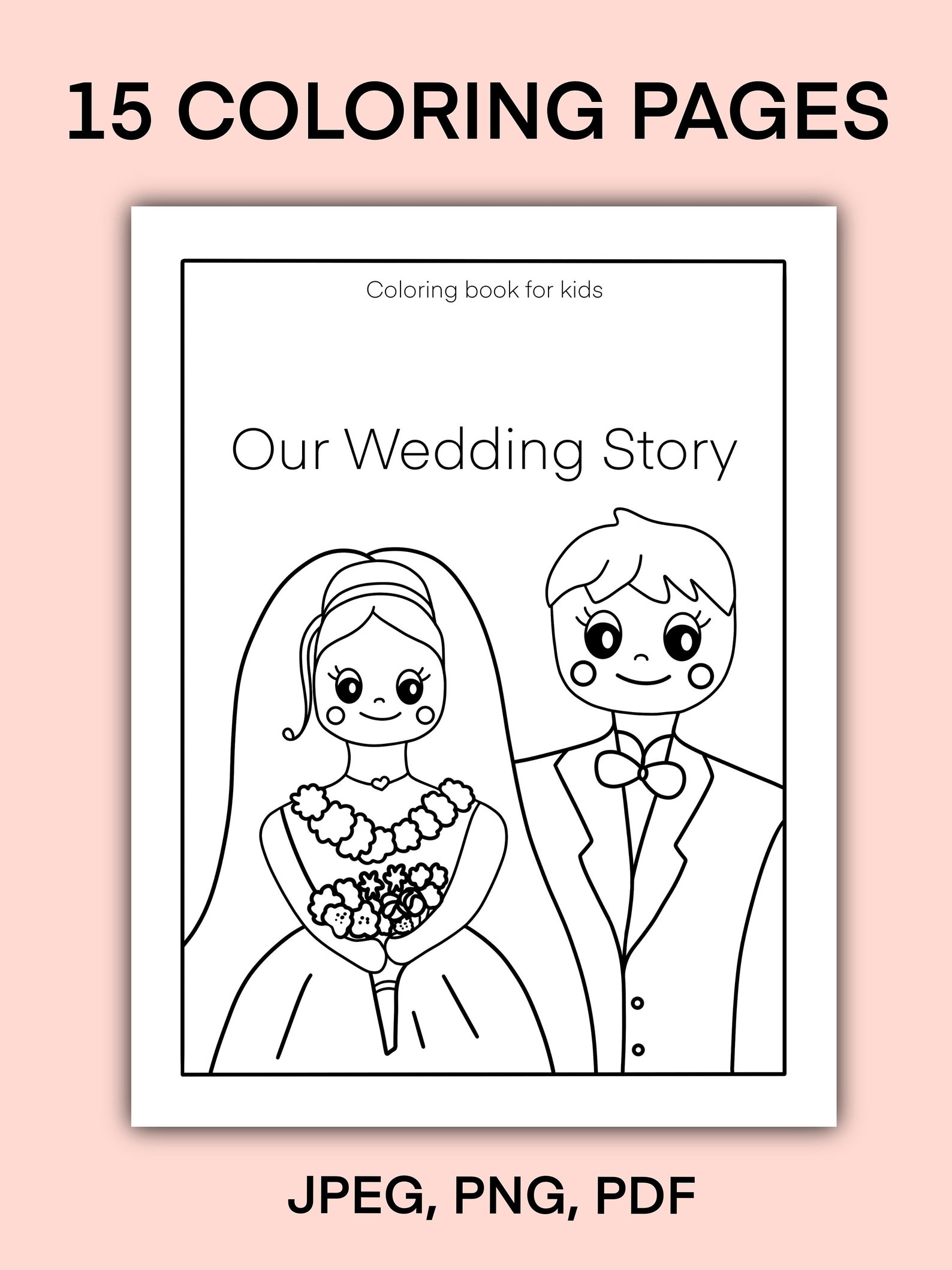 Wedding Coloring Pages for Kids, Digital Kids Wedding Coloring Book ...