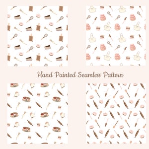 Bakery Digital Paper, Kitchen Supplies Seamless Pattern, Baking Digital ...