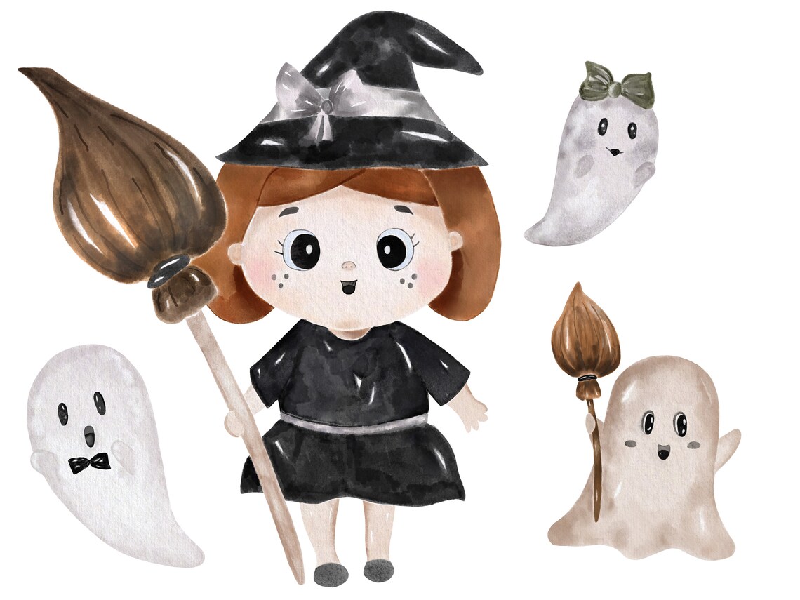 Watercolor Halloween Clipart Halloween PNG Cute Halloween - Etsy