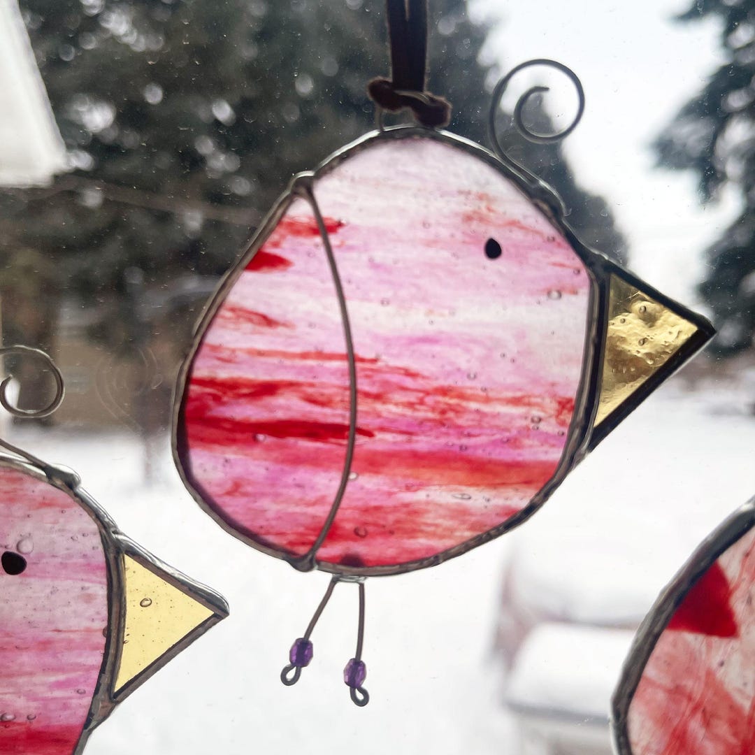 Stained Glass Red Bird Sun Catcher, Woodland Home Decor Gift, Birthday ...