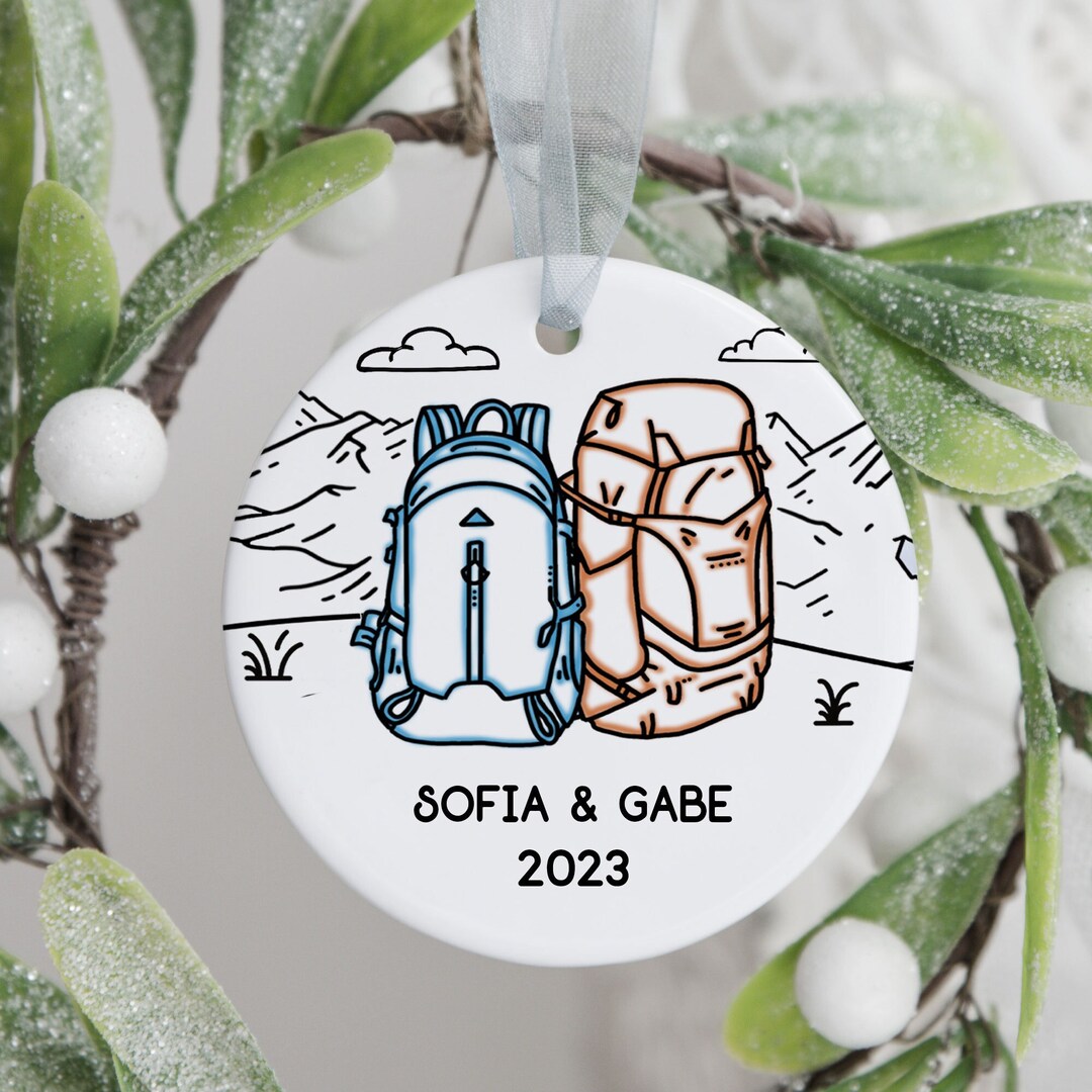 Backpackers Christmas Ornament, Customized Holiday Gift, Personalized ...