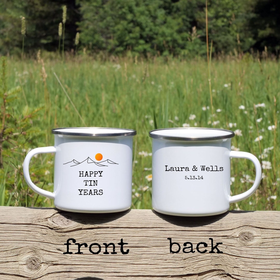 Happy Tin Year Anniversary Mug, Personalized 10th Wedding Celebration ...