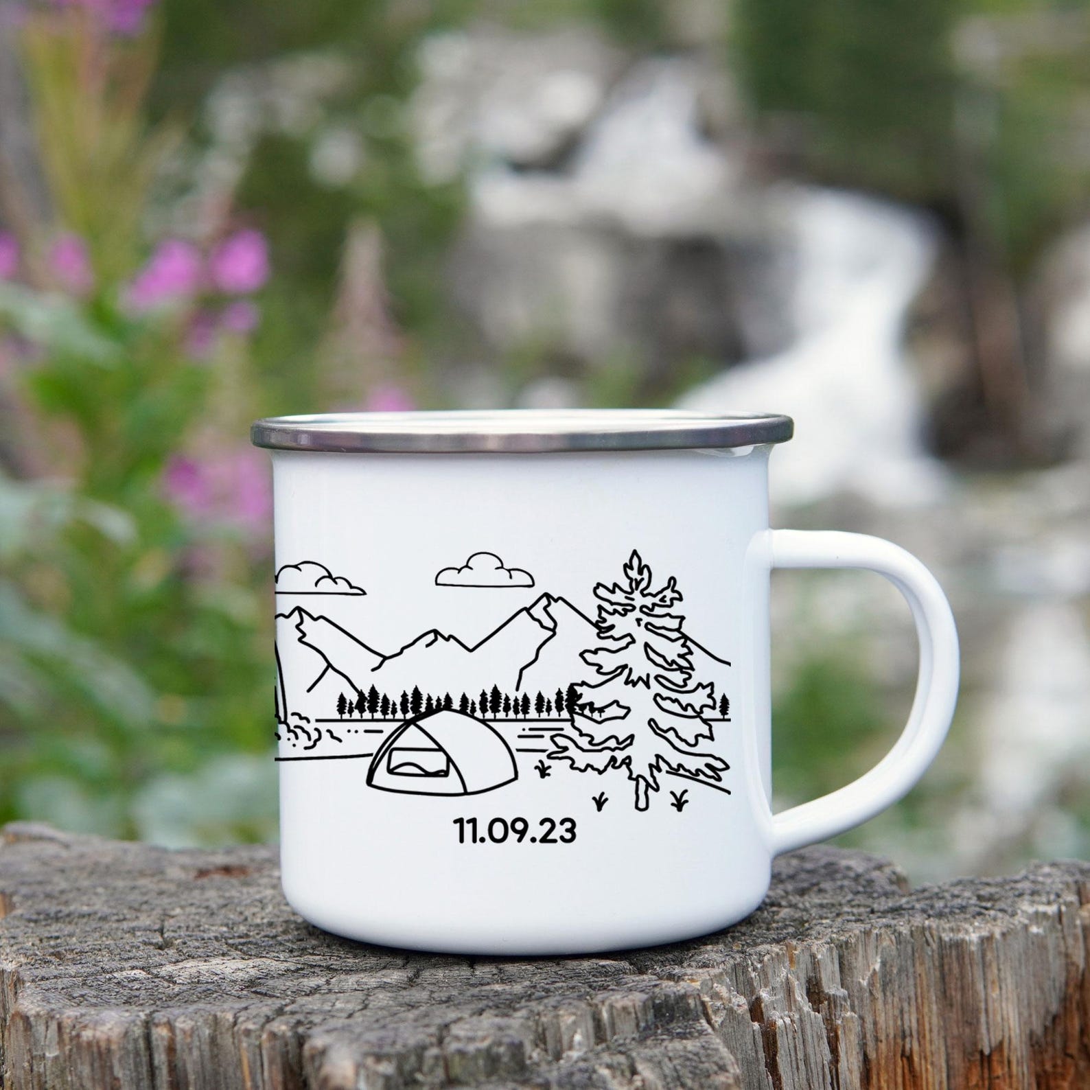 Personalized Hikers Campfire Mug, Hiking Custom Camping Cup, With Dog ...