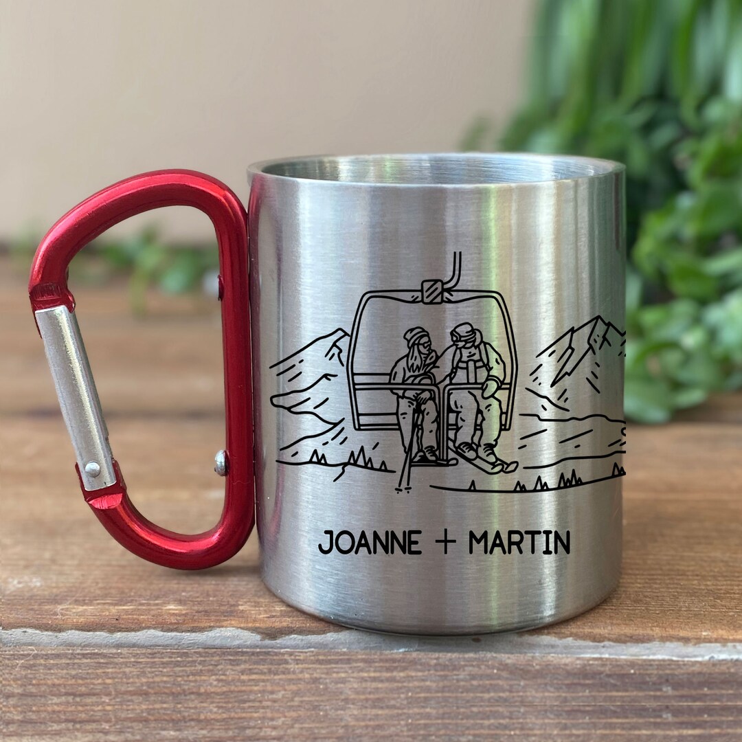 Personalized Ski Mug, Customized Couples Skiing Gift, Downhill Ski ...